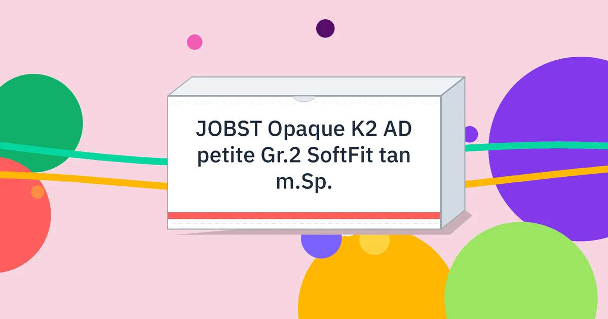 Symbolbild: Packung mit der Aufschrift JOBST Opaque K2 AD petite Gr.2 SoftFit tan m.Sp. (PZN 16279062) – Verfügbarkeit und Bezug in Apotheken in Frankfurt am Main