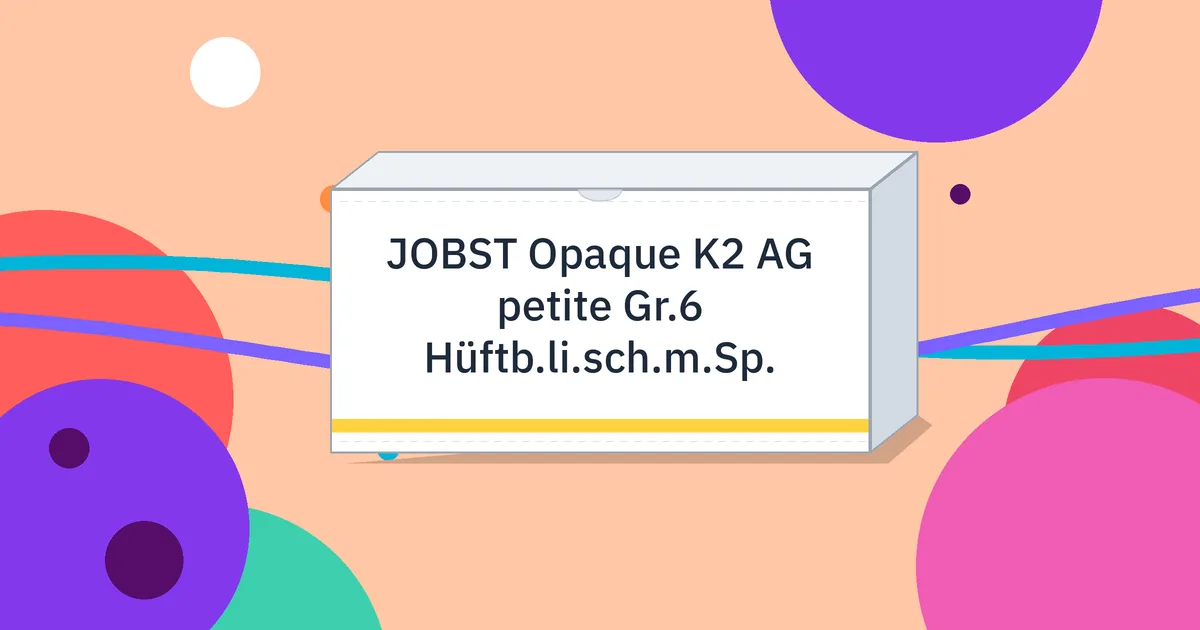 Symbolbild: Packung mit der Aufschrift JOBST Opaque K2 AG petite Gr.6 Hüftb.li.sch.m.Sp. (PZN 13113800) – Verfügbarkeit und Bezug in Apotheken in Frankfurt am Main