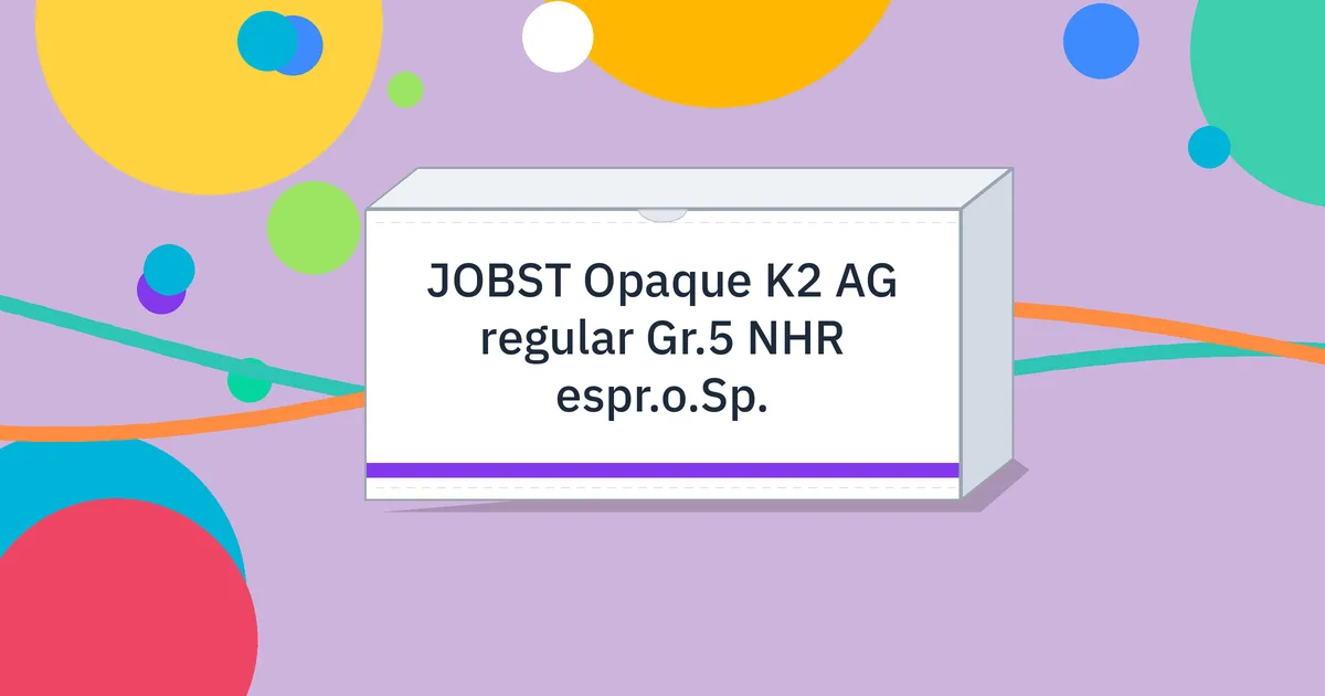 Symbolbild: Packung mit der Aufschrift JOBST Opaque K2 AG regular Gr.5 NHR espr.o.Sp. (PZN 16281886) – Verfügbarkeit und Bezug in Apotheken in Frankfurt am Main