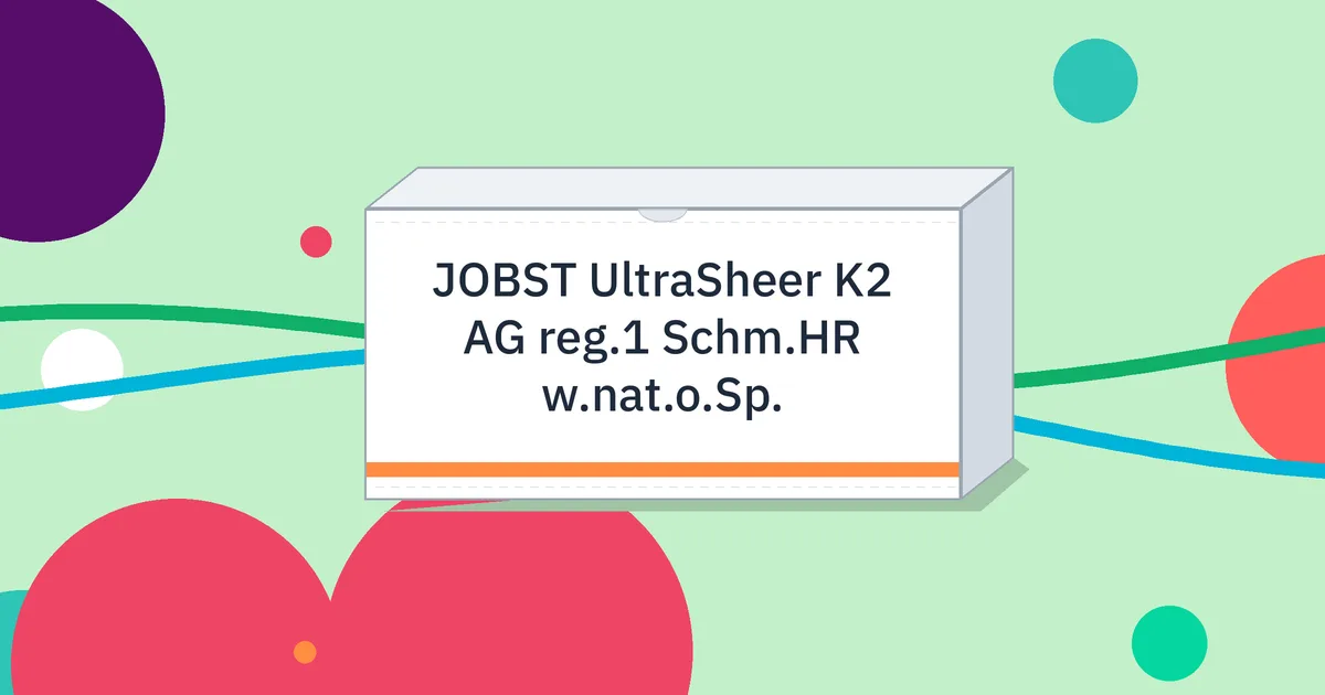 Symbolbild: Packung mit der Aufschrift JOBST UltraSheer K2 AG reg.1 Schm.HR w.nat.o.Sp. (PZN 11261330) – Verfügbarkeit und Bezug in Apotheken in Frankfurt am Main
