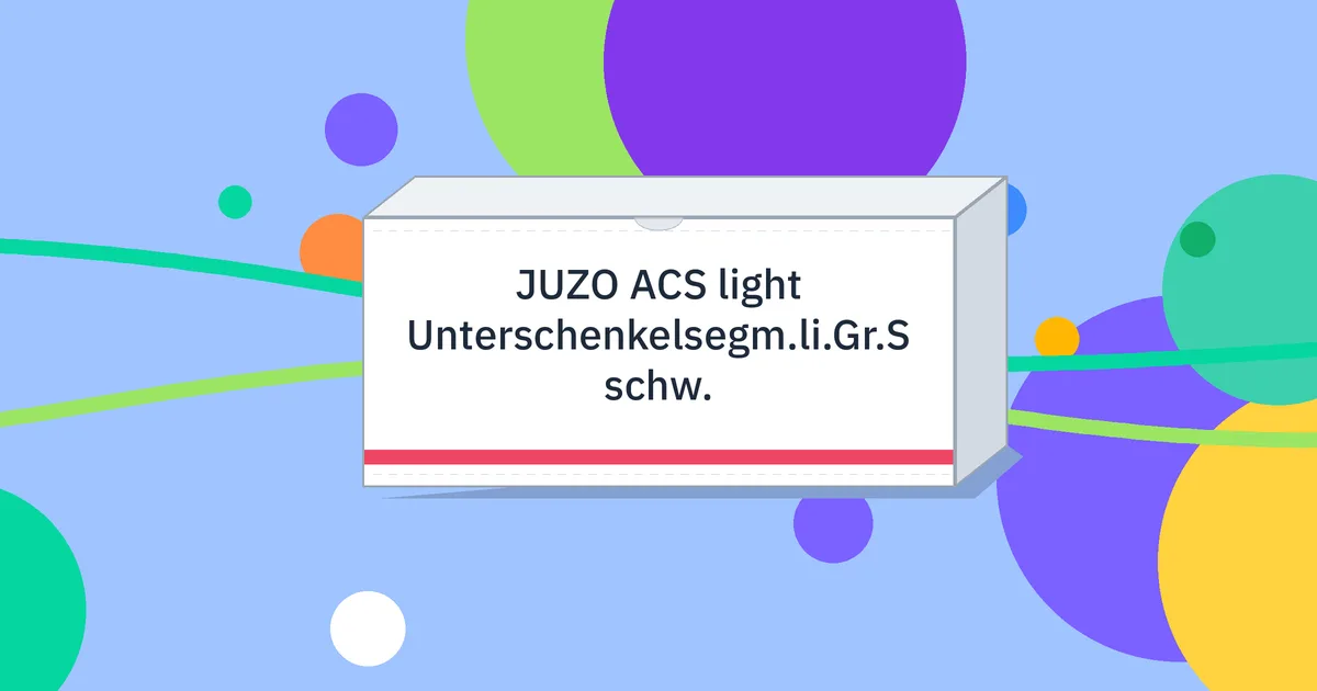 Symbolbild: Packung mit der Aufschrift JUZO ACS light Unterschenkelsegm.li.Gr.S schw. (PZN 13575191) – Verfügbarkeit und Bezug in Apotheken in Frankfurt am Main