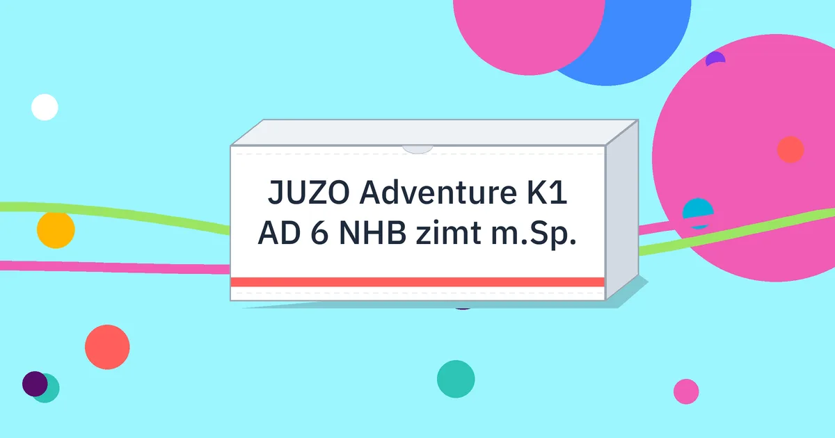 Symbolbild: Packung mit der Aufschrift JUZO Adventure K1 AD 6 NHB zimt m.Sp. (PZN 16491709) – Verfügbarkeit und Bezug in Apotheken in Frankfurt am Main