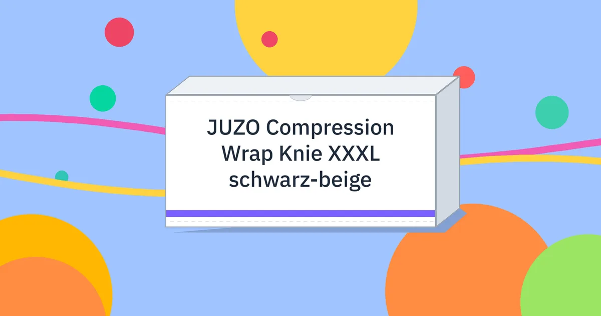 Symbolbild: Packung mit der Aufschrift JUZO Compression Wrap Knie XXXL schwarz-beige (PZN 16143434) – Verfügbarkeit und Bezug in Apotheken in Frankfurt am Main