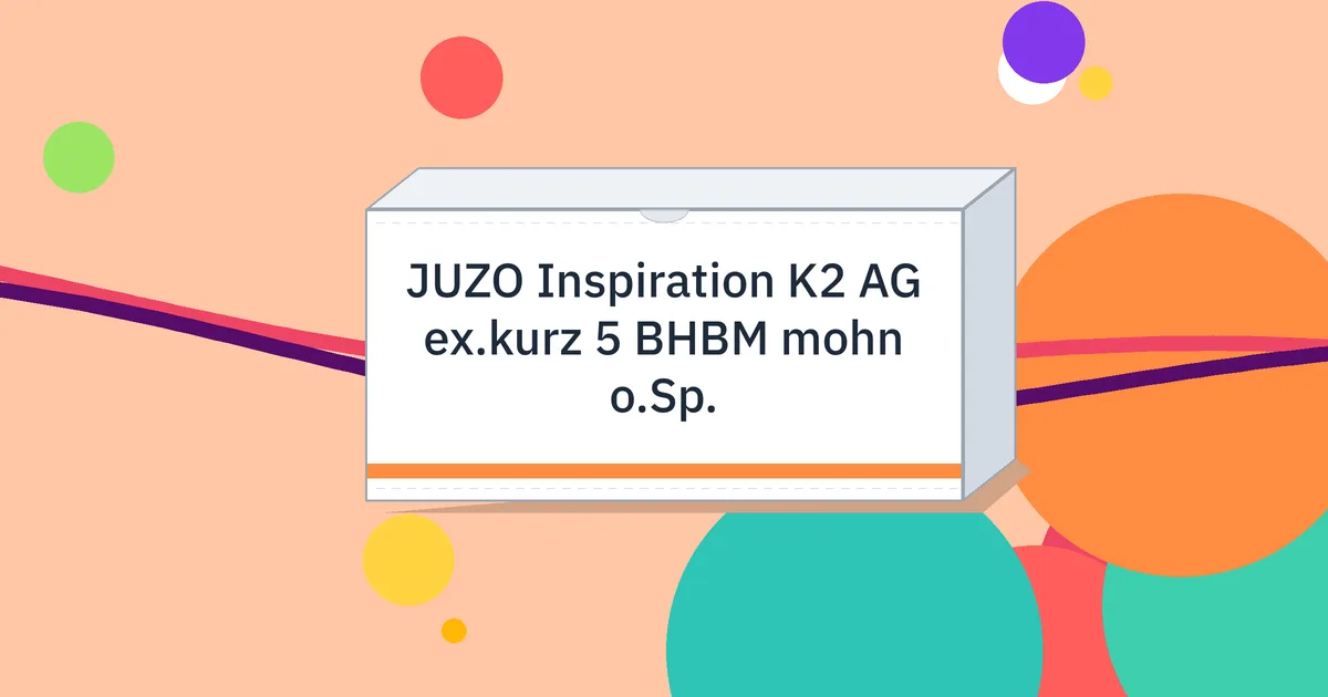 Symbolbild: Packung mit der Aufschrift JUZO Inspiration K2 AG ex.kurz 5 BHBM mohn o.Sp. (PZN 14878290) – Verfügbarkeit und Bezug in Apotheken in Frankfurt am Main