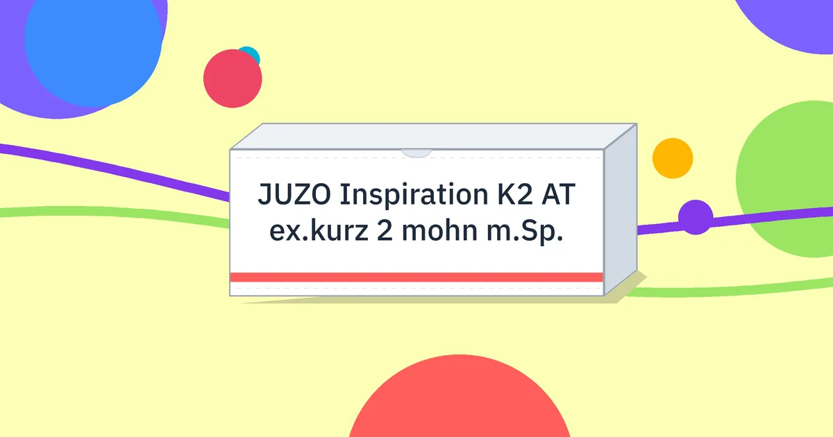 Symbolbild: Packung mit der Aufschrift JUZO Inspiration K2 AT ex.kurz 2 mohn m.Sp. (PZN 14952738) – Verfügbarkeit und Bezug in Apotheken in Frankfurt am Main