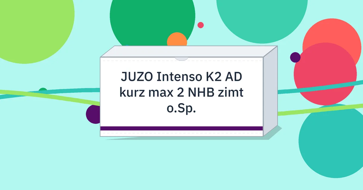 Symbolbild: Packung mit der Aufschrift JUZO Intenso K2 AD kurz max 2 NHB zimt o.Sp. (PZN 18622587) – Verfügbarkeit und Bezug in Apotheken in Frankfurt am Main