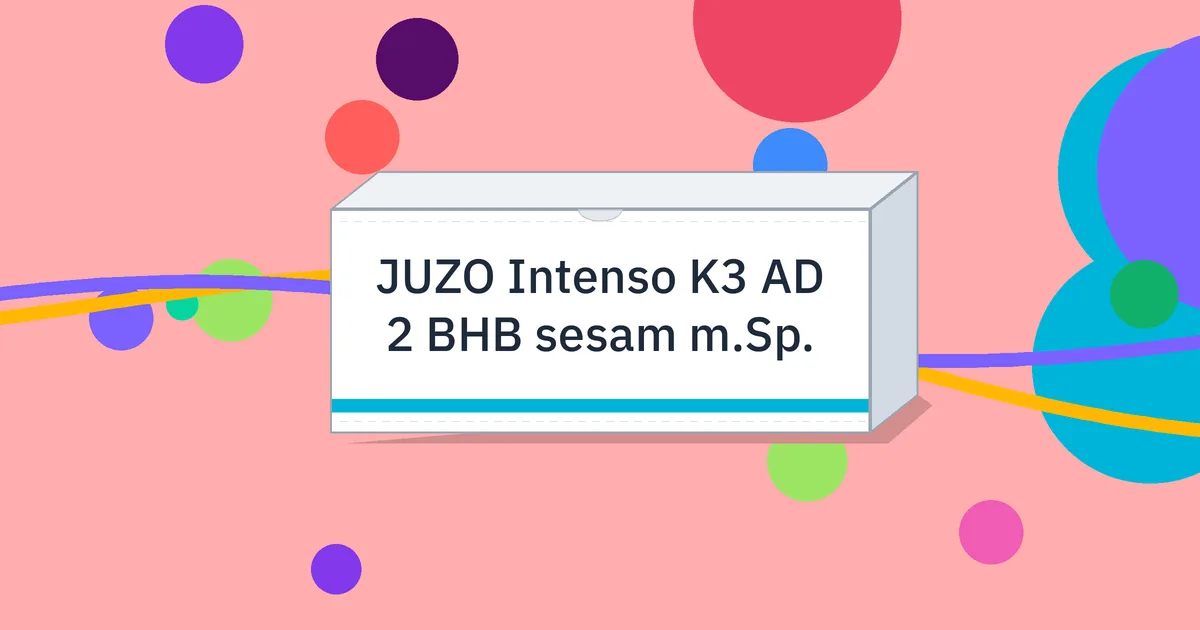 Symbolbild: Packung mit der Aufschrift JUZO Intenso K3 AD 2 BHB sesam m.Sp. (PZN 18634395) – Verfügbarkeit und Bezug in Apotheken in Frankfurt am Main