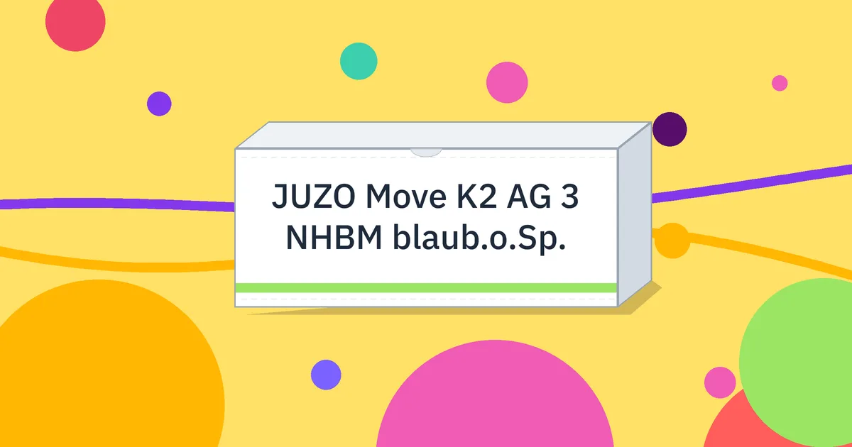 Symbolbild: Packung mit der Aufschrift JUZO Move K2 AG 3 NHBM blaub.o.Sp. (PZN 18556844) – Verfügbarkeit und Bezug in Apotheken in Frankfurt am Main
