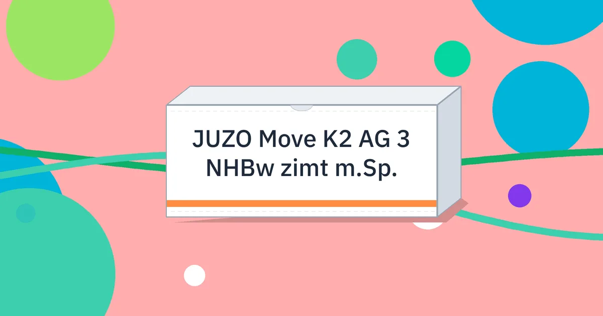 Symbolbild: Packung mit der Aufschrift JUZO Move K2 AG 3 NHBw zimt m.Sp. (PZN 18523098) – Verfügbarkeit und Bezug in Apotheken in Frankfurt am Main