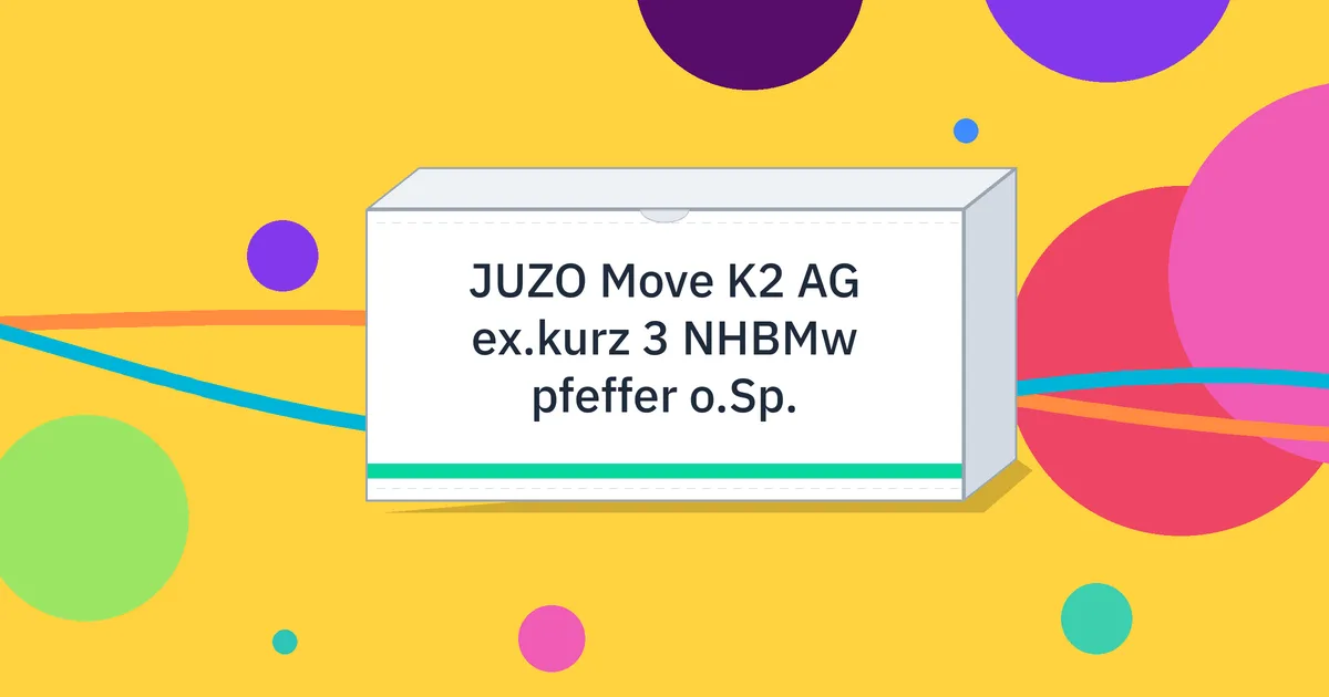 Symbolbild: Packung mit der Aufschrift JUZO Move K2 AG ex.kurz 3 NHBMw pfeffer o.Sp. (PZN 16644774) – Verfügbarkeit und Bezug in Apotheken in Frankfurt am Main
