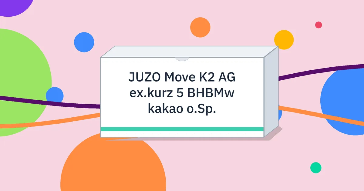 Symbolbild: Packung mit der Aufschrift JUZO Move K2 AG ex.kurz 5 BHBMw kakao o.Sp. (PZN 18566481) – Verfügbarkeit und Bezug in Apotheken in Frankfurt am Main