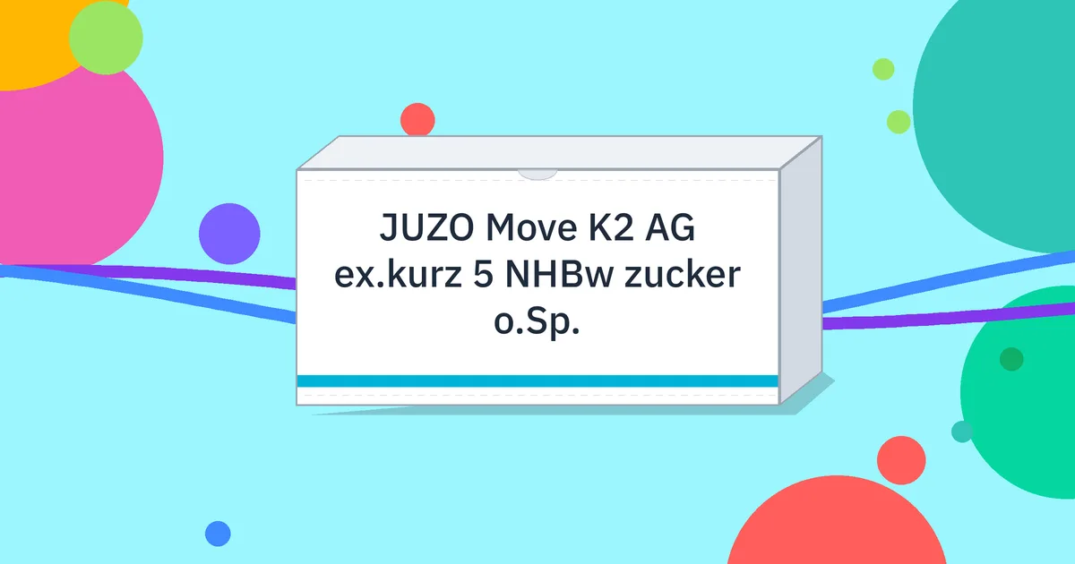 Symbolbild: Packung mit der Aufschrift JUZO Move K2 AG ex.kurz 5 NHBw zucker o.Sp. (PZN 18532921) – Verfügbarkeit und Bezug in Apotheken in Frankfurt am Main