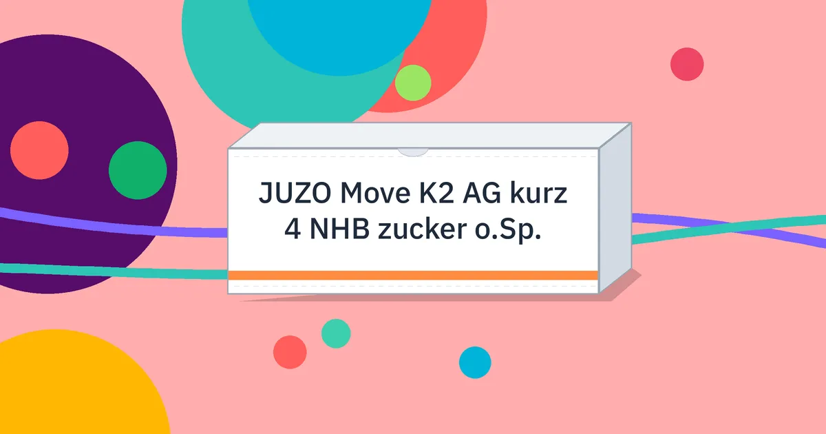 Symbolbild: Packung mit der Aufschrift JUZO Move K2 AG kurz 4 NHB zucker o.Sp. (PZN 18529617) – Verfügbarkeit und Bezug in Apotheken in Frankfurt am Main