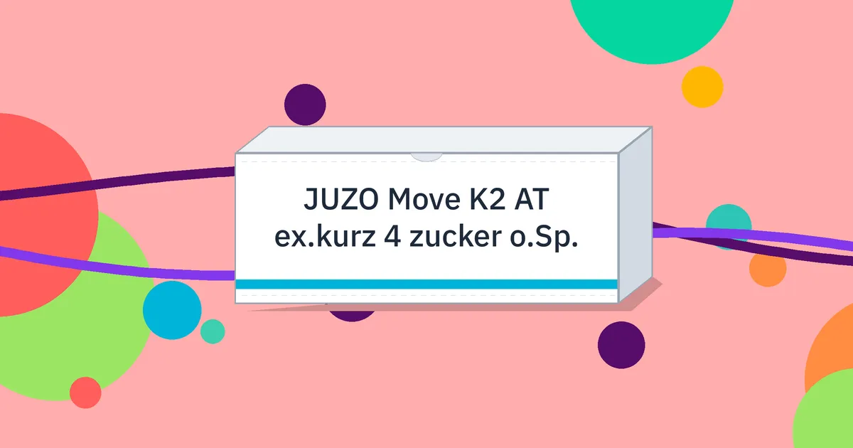Symbolbild: Packung mit der Aufschrift JUZO Move K2 AT ex.kurz 4 zucker o.Sp. (PZN 20672090) – Verfügbarkeit und Bezug in Apotheken in Frankfurt am Main