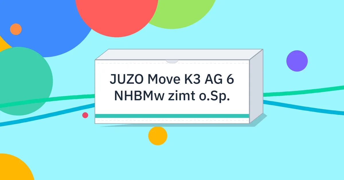 Symbolbild: Packung mit der Aufschrift JUZO Move K3 AG 6 NHBMw zimt o.Sp. (PZN 18576999) – Verfügbarkeit und Bezug in Apotheken in Frankfurt am Main