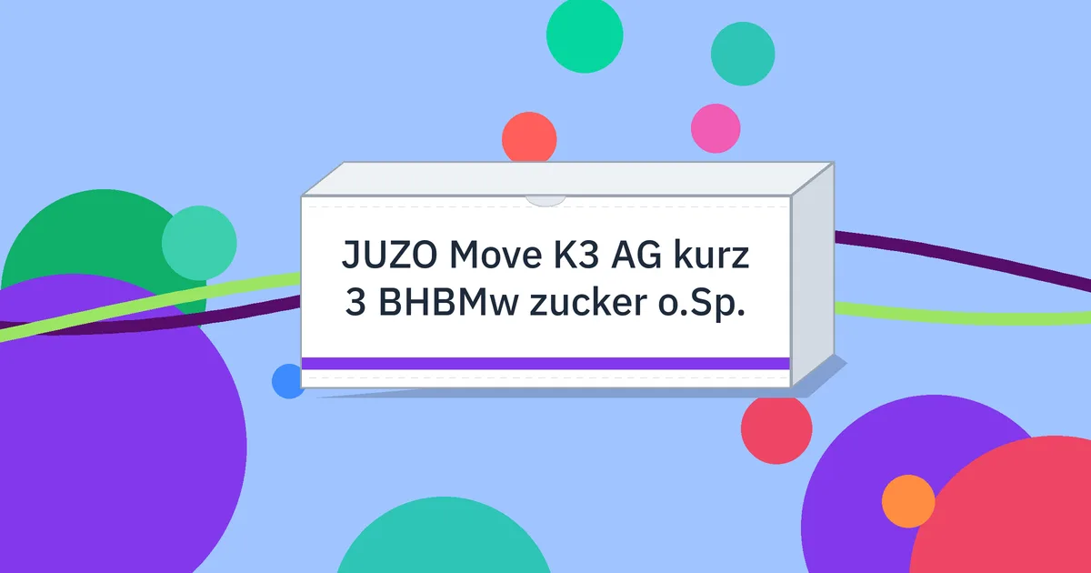 Symbolbild: Packung mit der Aufschrift JUZO Move K3 AG kurz 3 BHBMw zucker o.Sp. (PZN 18582126) – Verfügbarkeit und Bezug in Apotheken in Frankfurt am Main