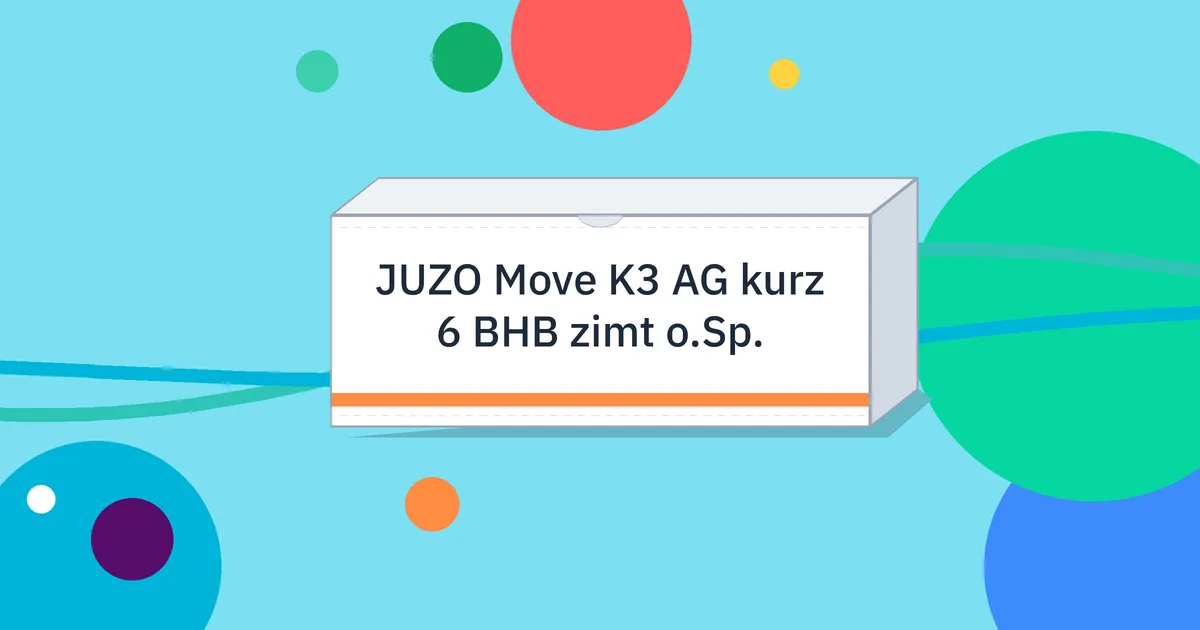 Symbolbild: Packung mit der Aufschrift JUZO Move K3 AG kurz 6 BHB zimt o.Sp. (PZN 18581598) – Verfügbarkeit und Bezug in Apotheken in Frankfurt am Main