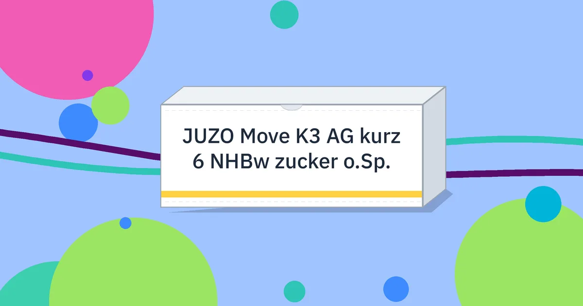 Symbolbild: Packung mit der Aufschrift JUZO Move K3 AG kurz 6 NHBw zucker o.Sp. (PZN 18580423) – Verfügbarkeit und Bezug in Apotheken in Frankfurt am Main