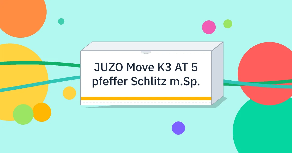 Symbolbild: Packung mit der Aufschrift JUZO Move K3 AT 5 pfeffer Schlitz m.Sp. (PZN 20677822) – Verfügbarkeit und Bezug in Apotheken in Frankfurt am Main