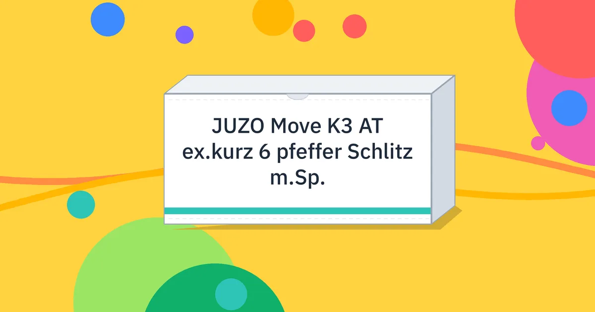 Symbolbild: Packung mit der Aufschrift JUZO Move K3 AT ex.kurz 6 pfeffer Schlitz m.Sp. (PZN 20680959) – Verfügbarkeit und Bezug in Apotheken in Frankfurt am Main