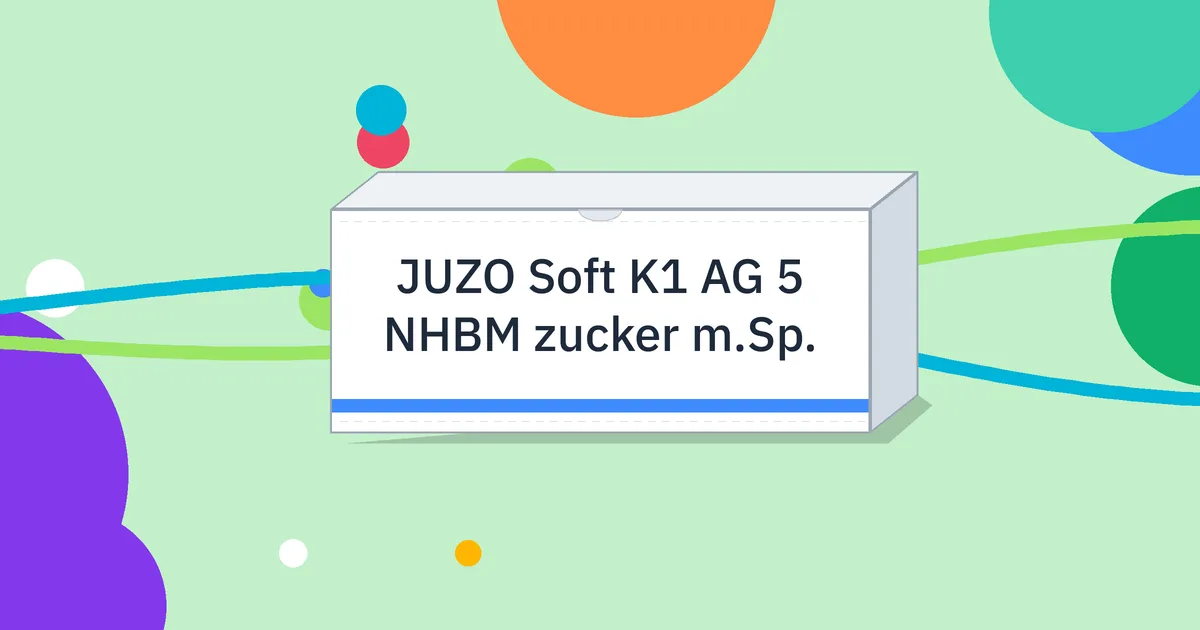 Symbolbild: Packung mit der Aufschrift JUZO Soft K1 AG 5 NHBM zucker m.Sp. (PZN 14999504) – Verfügbarkeit und Bezug in Apotheken in Frankfurt am Main