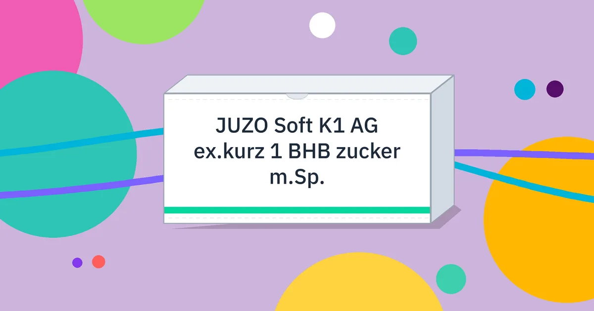 Symbolbild: Packung mit der Aufschrift JUZO Soft K1 AG ex.kurz 1 BHB zucker m.Sp. (PZN 14823231) – Verfügbarkeit und Bezug in Apotheken in Frankfurt am Main