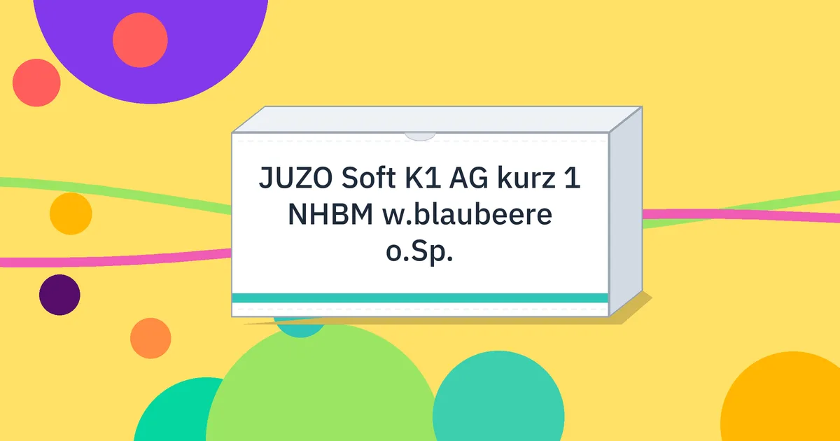Symbolbild: Packung mit der Aufschrift JUZO Soft K1 AG kurz 1 NHBM w.blaubeere o.Sp. (PZN 14999645) – Verfügbarkeit und Bezug in Apotheken in Frankfurt am Main
