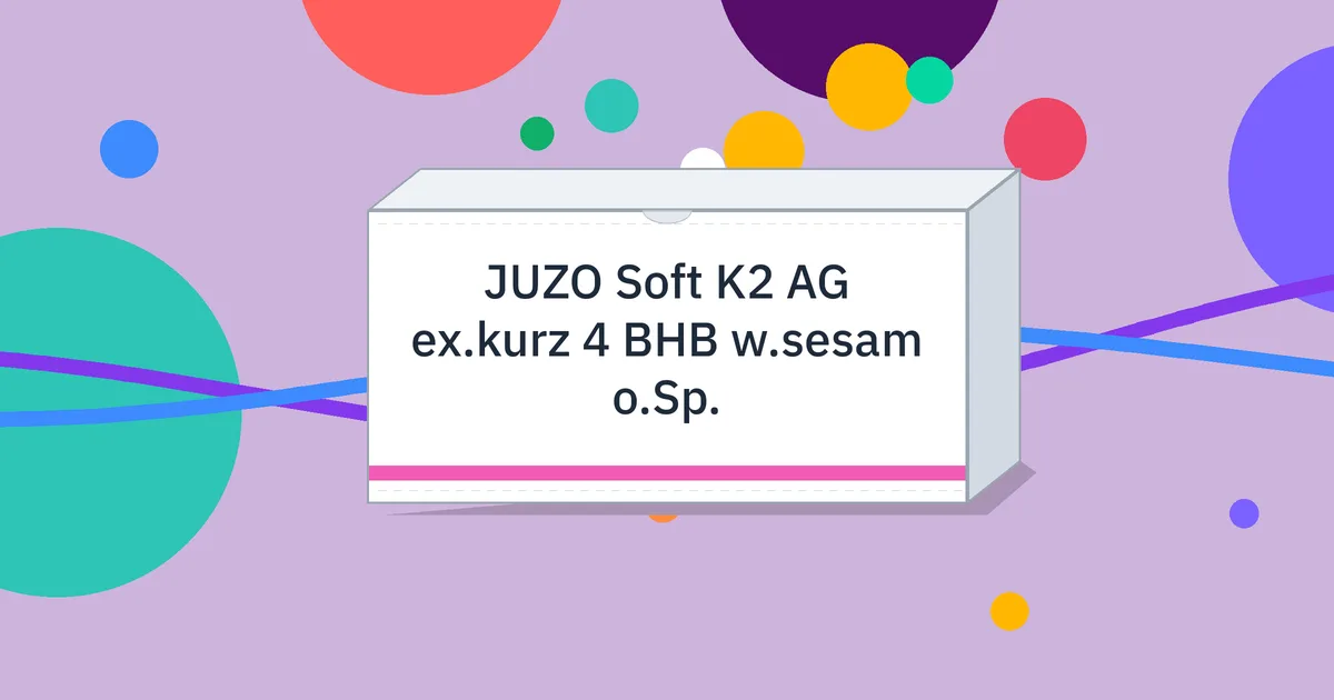 Symbolbild: Packung mit der Aufschrift JUZO Soft K2 AG ex.kurz 4 BHB w.sesam o.Sp. (PZN 14844032) – Verfügbarkeit und Bezug in Apotheken in Frankfurt am Main