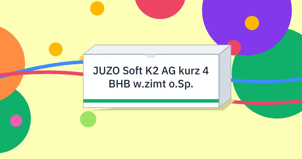 Symbolbild: Packung mit der Aufschrift JUZO Soft K2 AG kurz 4 BHB w.zimt o.Sp. (PZN 14842607) – Verfügbarkeit und Bezug in Apotheken in Frankfurt am Main