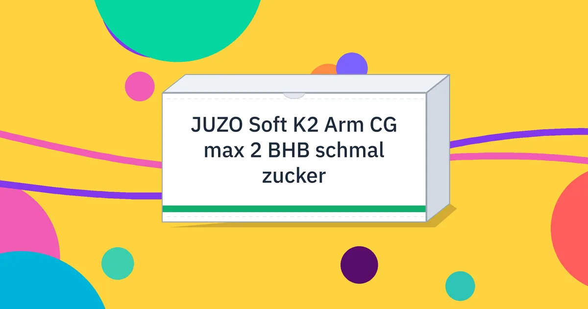Symbolbild: Packung mit der Aufschrift JUZO Soft K2 Arm CG max 2 BHB schmal zucker (PZN 15513001) – Verfügbarkeit und Bezug in Apotheken in Frankfurt am Main