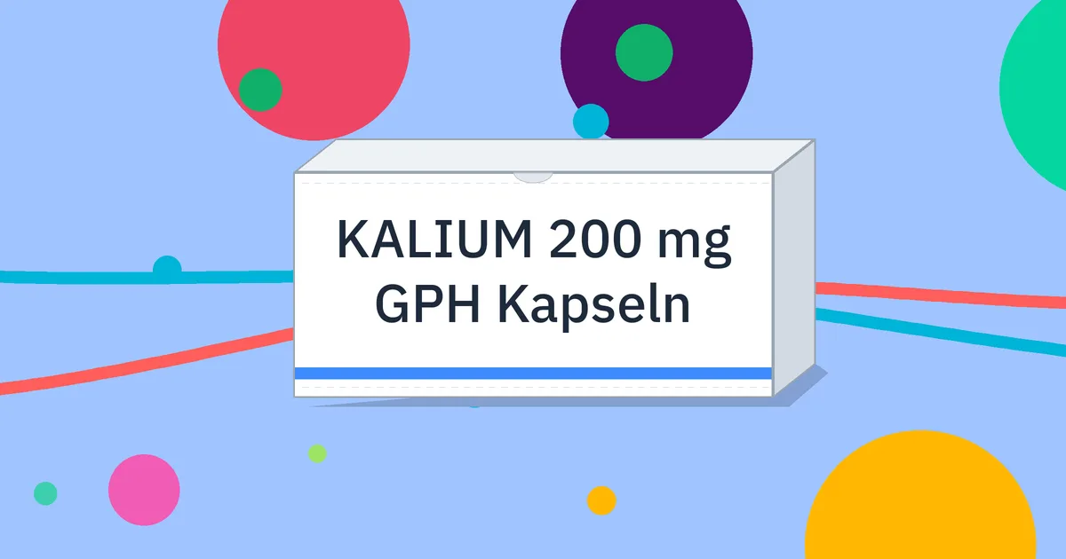 Symbolbild: Packung mit der Aufschrift KALIUM 200 mg GPH Kapseln (PZN 04569205) – Verfügbarkeit und Bezug in Apotheken in Frankfurt am Main