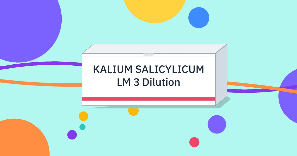 Symbolbild: Packung mit der Aufschrift KALIUM SALICYLICUM LM 3 Dilution (PZN 12925335) – Verfügbarkeit und Bezug in Apotheken in Frankfurt am Main