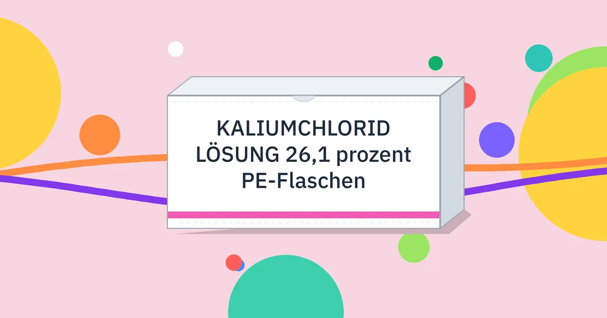 Symbolbild: Packung mit der Aufschrift KALIUMCHLORID LÖSUNG 26,1 prozent PE-Flaschen (PZN 17835536) – Verfügbarkeit und Bezug in Apotheken in Frankfurt am Main