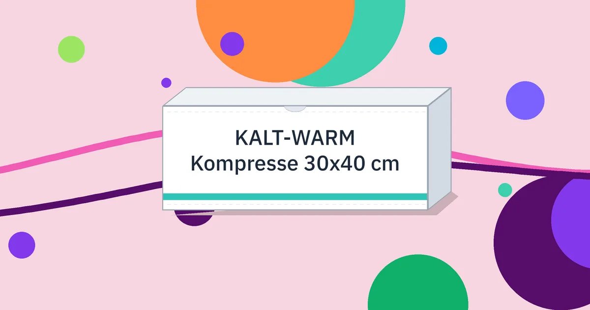 Symbolbild: Packung mit der Aufschrift KALT-WARM Kompresse 30x40 cm (PZN 04352546) – Verfügbarkeit und Bezug in Apotheken in Frankfurt am Main