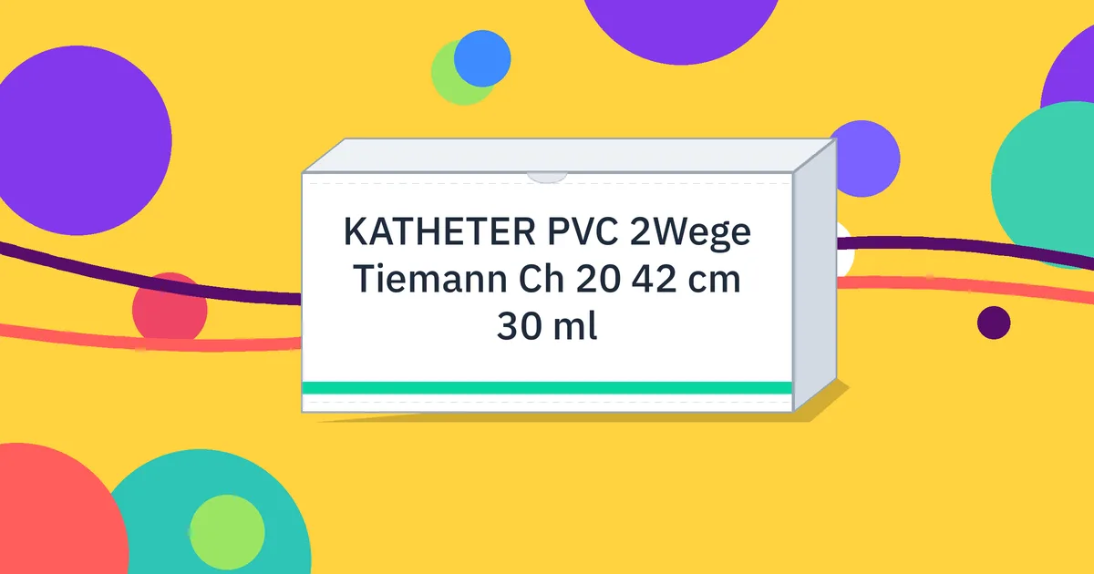 Symbolbild: Packung mit der Aufschrift KATHETER PVC 2Wege Tiemann Ch 20 42 cm 30 ml (PZN 05036244) – Verfügbarkeit und Bezug in Apotheken in Frankfurt am Main