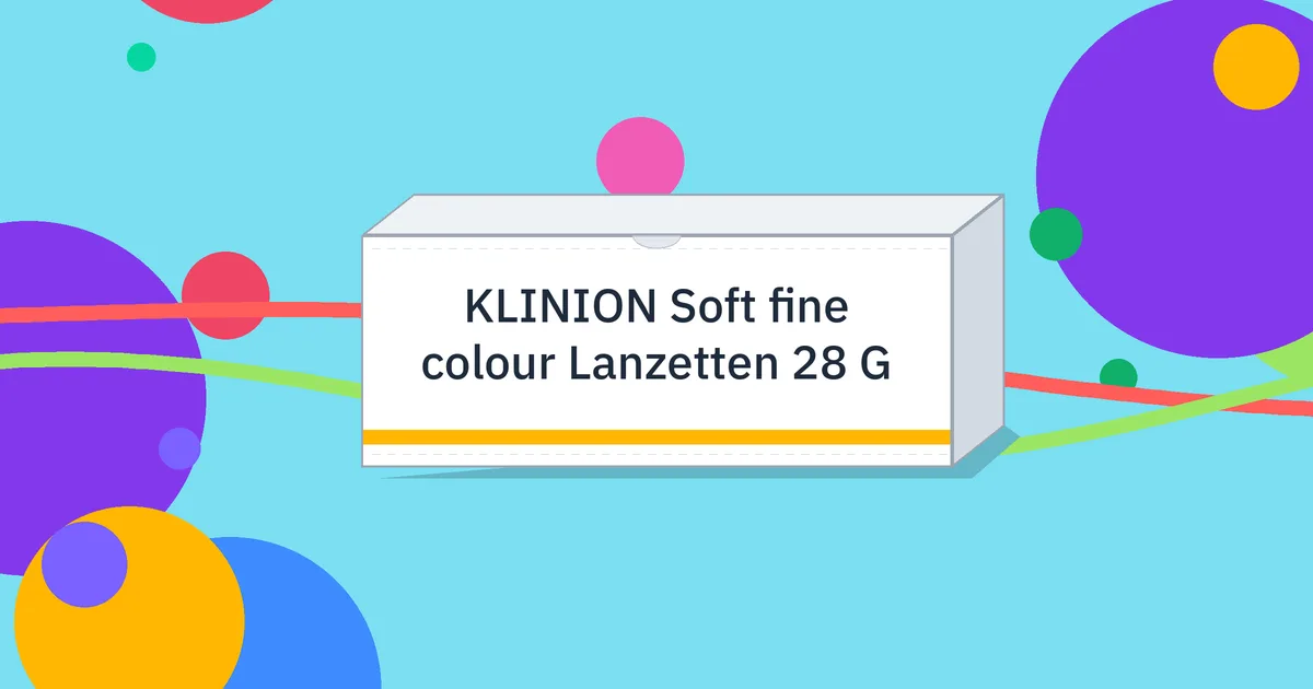 Symbolbild: Packung mit der Aufschrift KLINION Soft fine colour Lanzetten 28 G (PZN 00870327) – Verfügbarkeit und Bezug in Apotheken in Frankfurt am Main