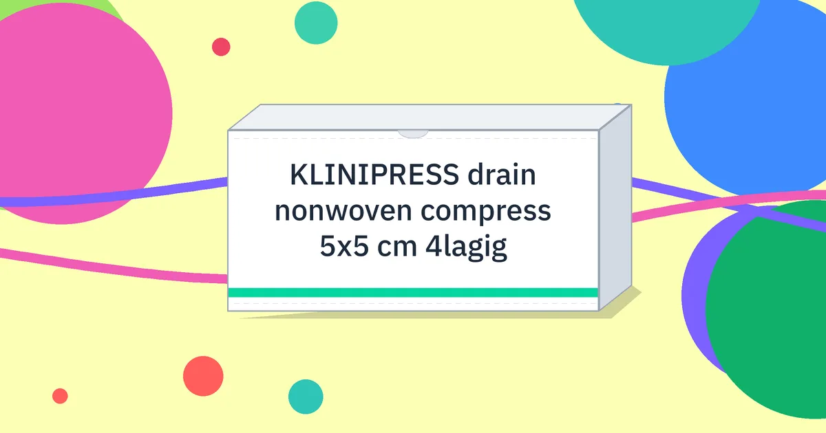 Symbolbild: Packung mit der Aufschrift KLINIPRESS drain nonwoven compress 5x5 cm 4lagig (PZN 13242236) – Verfügbarkeit und Bezug in Apotheken in Frankfurt am Main