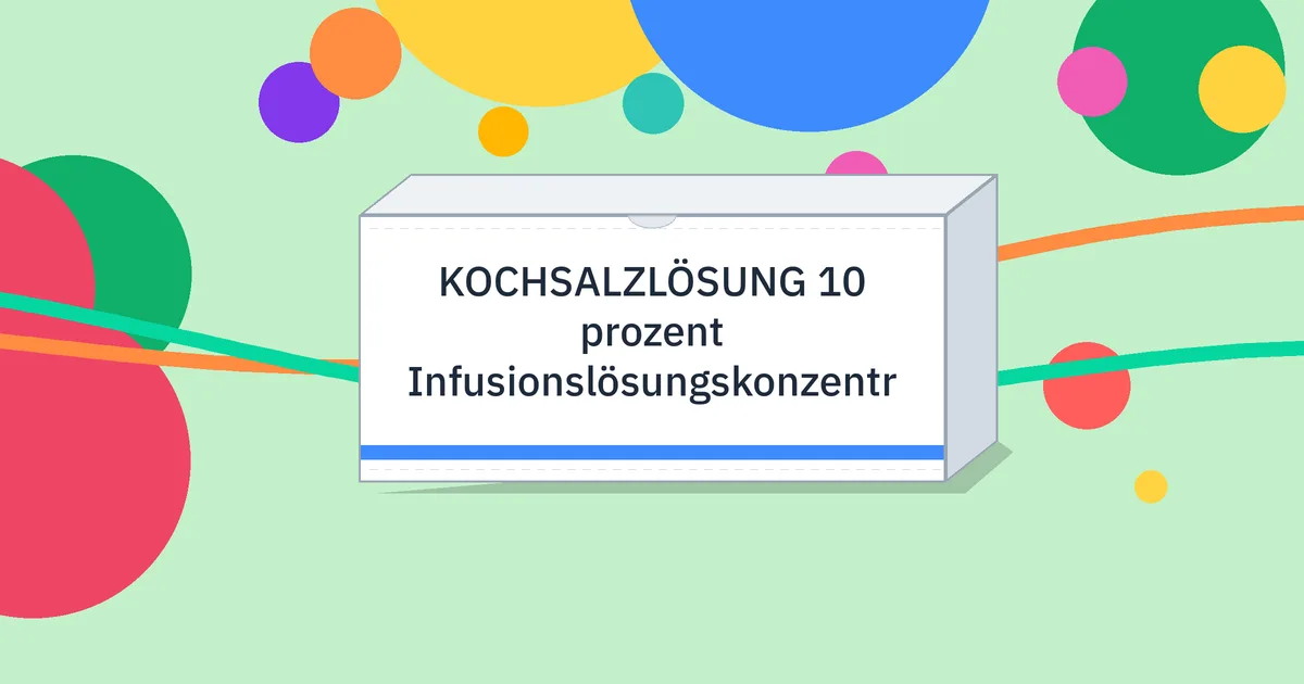 Symbolbild: Packung mit der Aufschrift KOCHSALZLÖSUNG 10 prozent Infusionslösungskonzentr (PZN 00817474) – Verfügbarkeit und Bezug in Apotheken in Frankfurt am Main
