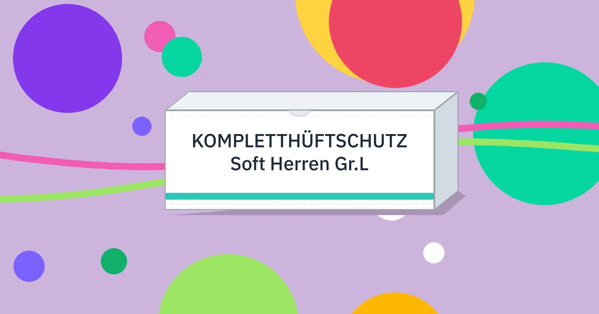 Symbolbild: Packung mit der Aufschrift KOMPLETTHÜFTSCHUTZ Soft Herren Gr.L (PZN 09295913) – Verfügbarkeit und Bezug in Apotheken in Frankfurt am Main