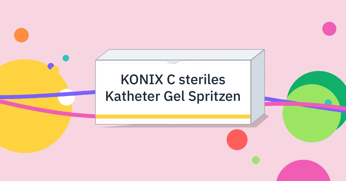 Symbolbild: Packung mit der Aufschrift KONIX C steriles Katheter Gel Spritzen (PZN 19728477) – Verfügbarkeit und Bezug in Apotheken in Frankfurt am Main
