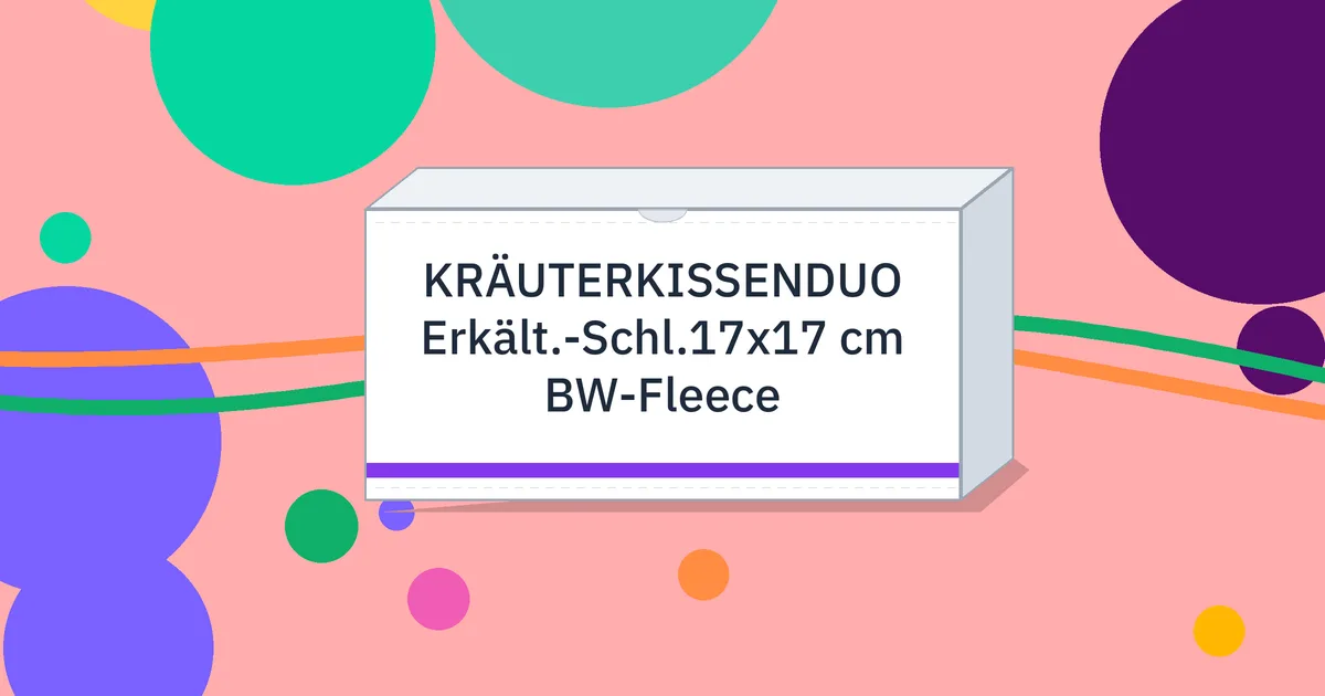 Symbolbild: Packung mit der Aufschrift KRÄUTERKISSENDUO Erkält.-Schl.17x17 cm BW-Fleece (PZN 12145755) – Verfügbarkeit und Bezug in Apotheken in Frankfurt am Main