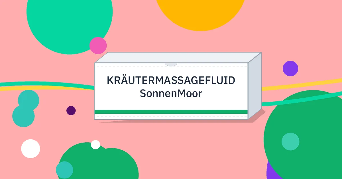 Symbolbild: Packung mit der Aufschrift KRÄUTERMASSAGEFLUID SonnenMoor (PZN 07111122) – Verfügbarkeit und Bezug in Apotheken in Frankfurt am Main