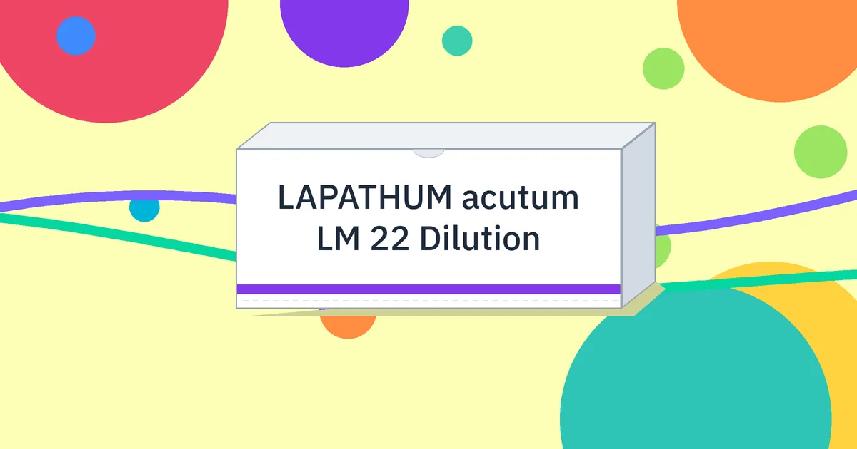 Symbolbild: Packung mit der Aufschrift LAPATHUM acutum LM 22 Dilution (PZN 13522817) – Verfügbarkeit und Bezug in Apotheken in Frankfurt am Main