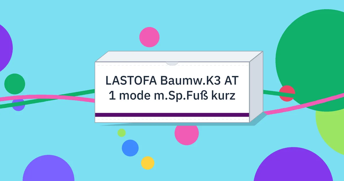 Symbolbild: Packung mit der Aufschrift LASTOFA Baumw.K3 AT 1 mode m.Sp.Fuß kurz (PZN 01957763) – Verfügbarkeit und Bezug in Apotheken in Frankfurt am Main