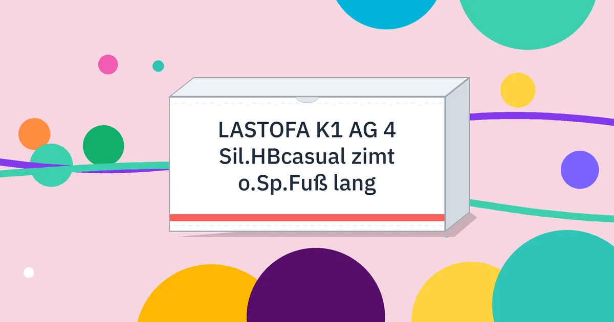 Symbolbild: Packung mit der Aufschrift LASTOFA K1 AG 4 Sil.HBcasual zimt o.Sp.Fuß lang (PZN 14148462) – Verfügbarkeit und Bezug in Apotheken in Frankfurt am Main