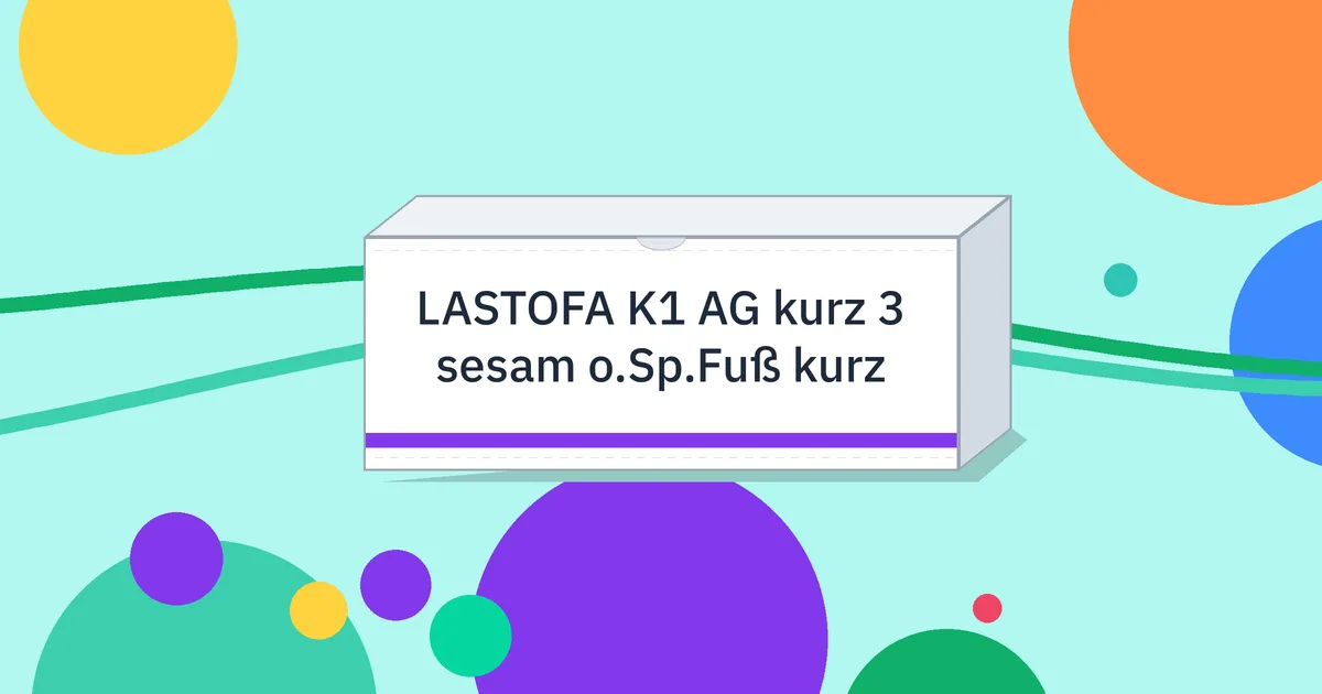 Symbolbild: Packung mit der Aufschrift LASTOFA K1 AG kurz 3 sesam o.Sp.Fuß kurz (PZN 13791405) – Verfügbarkeit und Bezug in Apotheken in Frankfurt am Main