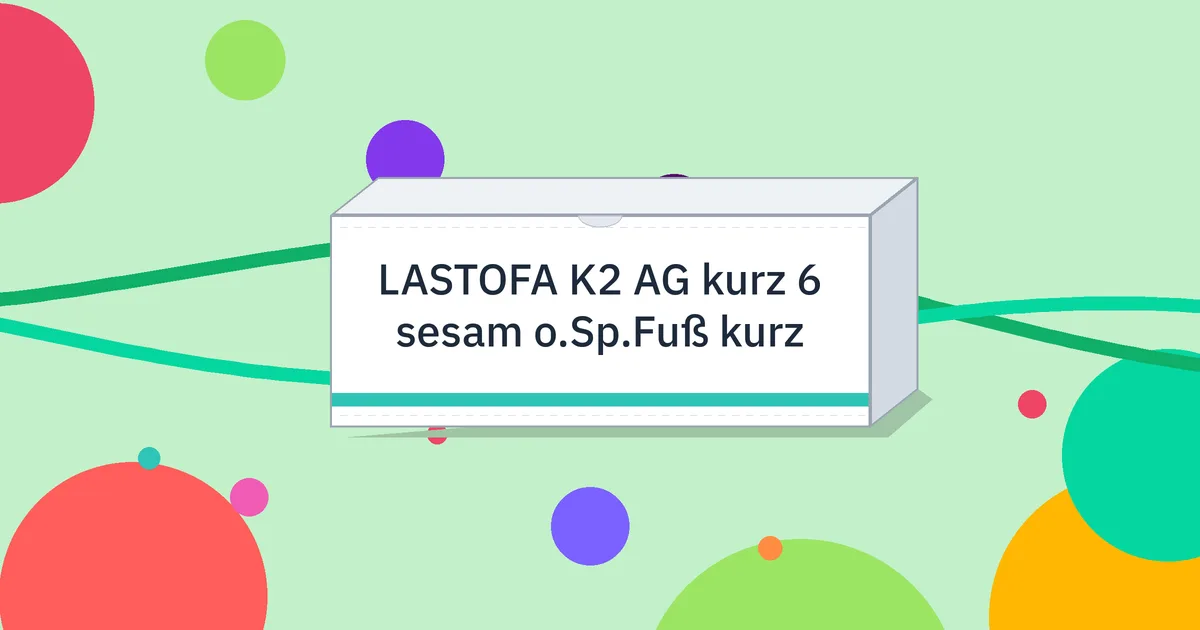Symbolbild: Packung mit der Aufschrift LASTOFA K2 AG kurz 6 sesam o.Sp.Fuß kurz (PZN 13807891) – Verfügbarkeit und Bezug in Apotheken in Frankfurt am Main