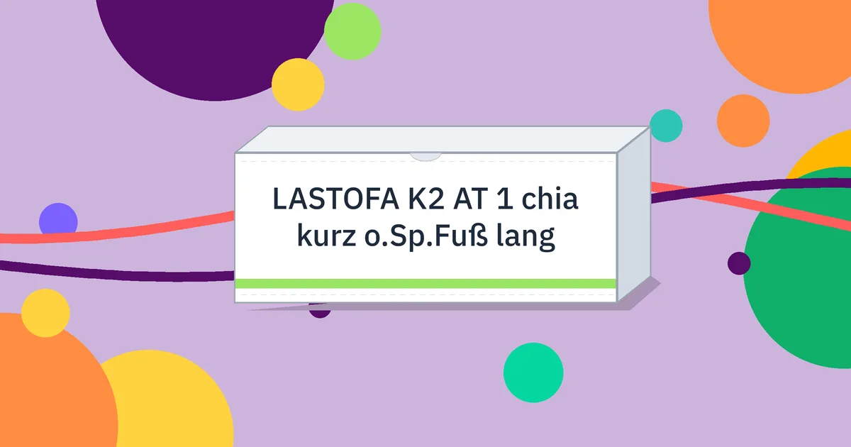 Symbolbild: Packung mit der Aufschrift LASTOFA K2 AT 1 chia kurz o.Sp.Fuß lang (PZN 14151352) – Verfügbarkeit und Bezug in Apotheken in Frankfurt am Main