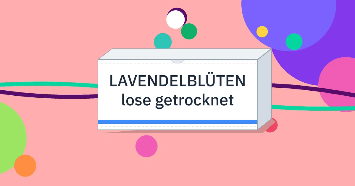 Symbolbild: Packung mit der Aufschrift LAVENDELBLÜTEN lose getrocknet (PZN 16147952) – Verfügbarkeit und Bezug in Apotheken in Frankfurt am Main