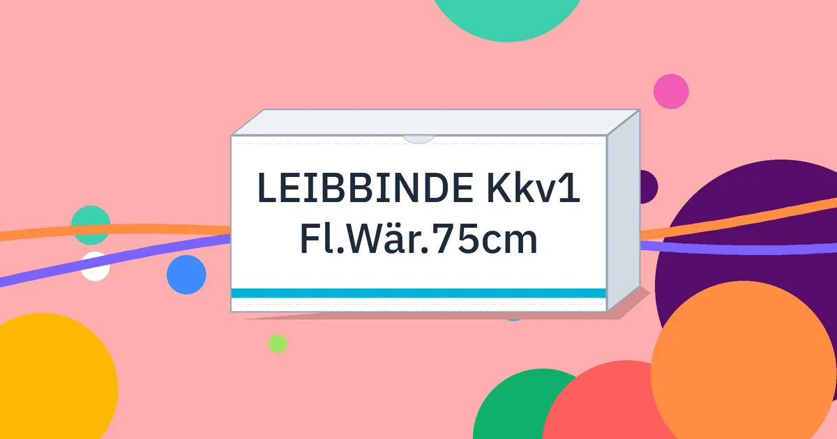 Symbolbild: Packung mit der Aufschrift LEIBBINDE Kkv1 Fl.Wär.75cm (PZN 01731504) – Verfügbarkeit und Bezug in Apotheken in Frankfurt am Main